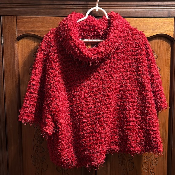 SNO SKINS | Tops | Red Cowl Neck Sweater With Small Puffs And Strings ...